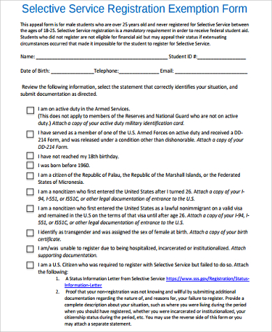 FREE 7+ Sample Selective Service Registration Forms in MS Word | PDF