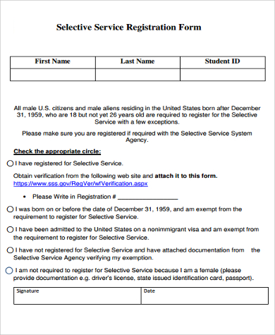 FREE 7+ Sample Selective Service Registration Forms in MS Word | PDF