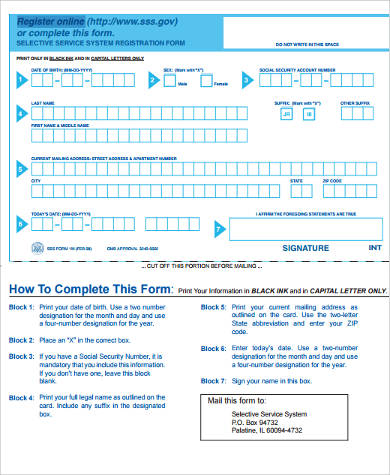 FREE 7+ Sample Selective Service Registration Forms in MS Word | PDF