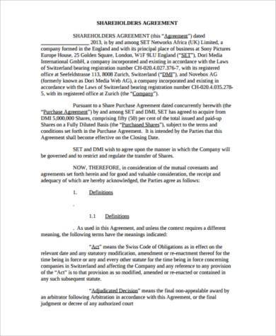 FREE 8+ Sample Shareholder Agreement Forms in PDF | MS Word