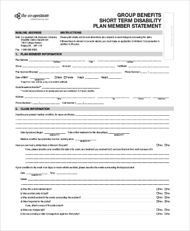 FREE 8+ Sample Short Term Disability Forms in PDF | MS Word