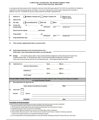 FREE 13+ Fee Waiver Form Samples, PDF, MS Word, Google Docs, Excel