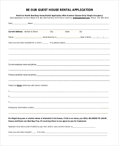 FREE 7+ Sample House Rental Applications in PDF | MS Word
