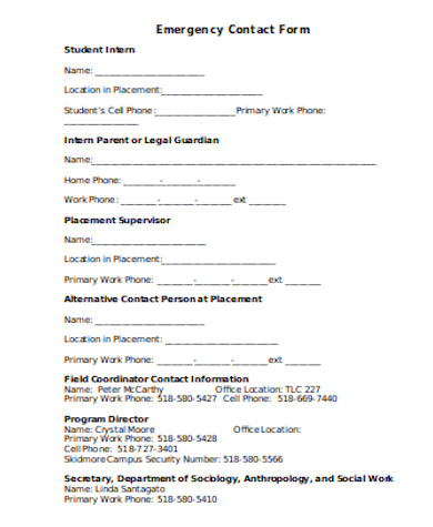 FREE 10+ Sample Student Contact Forms in PDF | MS Word