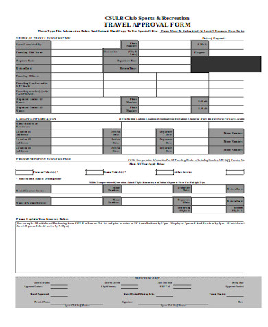 FREE 11+ Sample Travel Approval Forms in PDF | Excel | MS Word