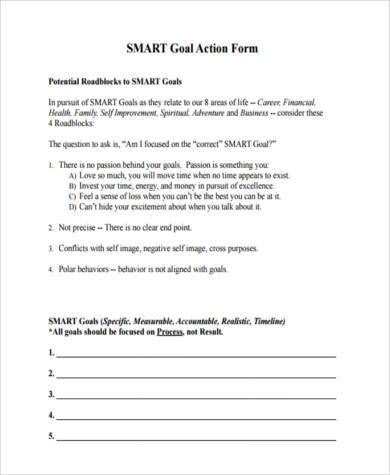 FREE 7+ Sample Goal Action Forms in MS Word | PDF