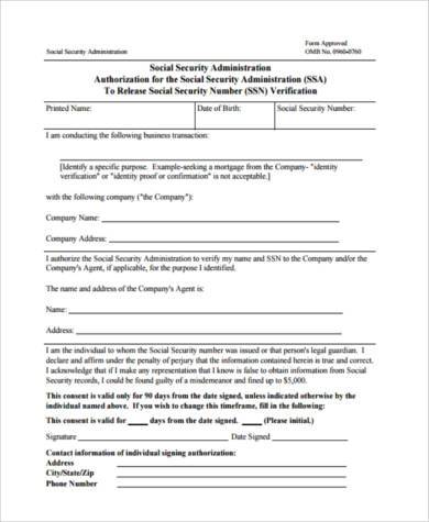 FREE 8+ Sample Social Security Verification Forms in PDF | MS Word