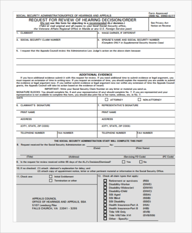 FREE 8+ Sample Social Security Appeal Forms in PDF