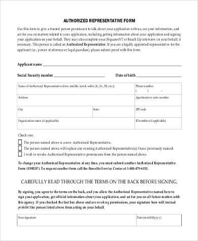 FREE 13+ Authorized Representative Forms Samples, PDF, MS Word, Google Docs