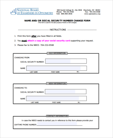 FREE 8+ Sample Social Security Name Change Forms in PDF | MS Word