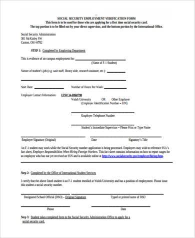FREE 8+ Sample Social Security Verification Forms in PDF | MS Word