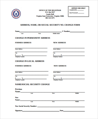 FREE 8+ Sample Social Security Name Change Forms in PDF | MS Word