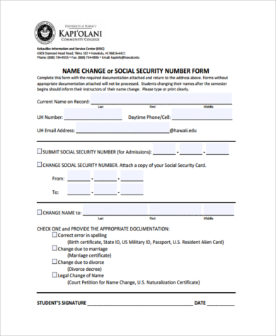 FREE 8+ Sample Social Security Name Change Forms in PDF | MS Word
