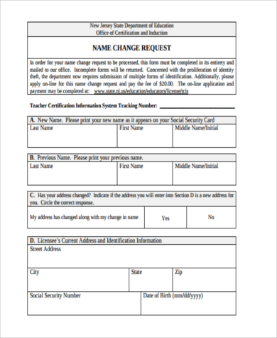 FREE 8+ Sample Social Security Name Change Forms in PDF | MS Word