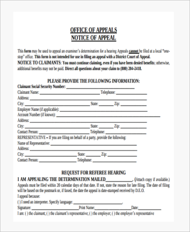 FREE 8+ Sample Social Security Appeal Forms in PDF