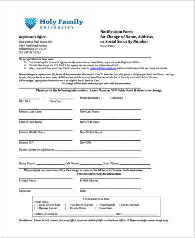 FREE 8+ Sample Social Security Name Change Forms in PDF | MS Word