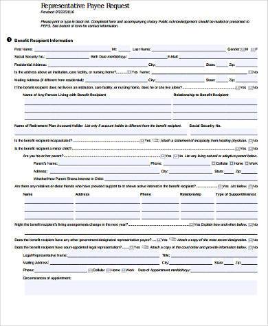 FREE 8+ Sample Social Security Payee Forms in PDF | MS Word