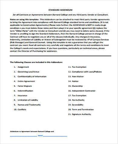 FREE 13+ Contract Addendum Form Samples, PDF, MS Word, Google Docs, Excel
