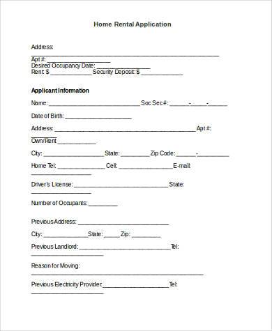 FREE 9+ Sample Renters Application Forms in PDF | Excel | MS Word