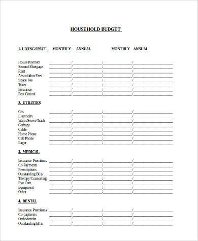 FREE 9+ Sample Household Budget Forms in PDF | MS Word | Excel