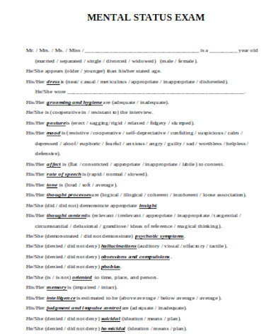 FREE 12+ Mental Status Exam Form Samples, PDF, MS Word, Google Docs