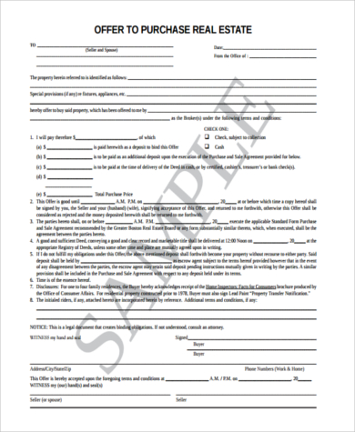 FREE 10+ Offer to Purchase Real Estate Form Samples, PDF, MS Word ...