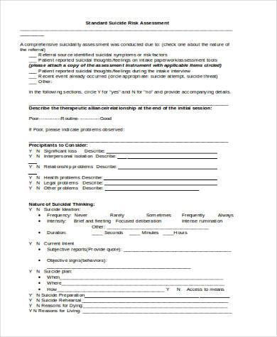Suicide Risk Assessment Form Printable Pdf Download - Bank2home.com