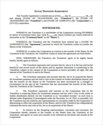 FREE 10+ Sample Transfer Agreement Forms in PDF | MS Word | Excel