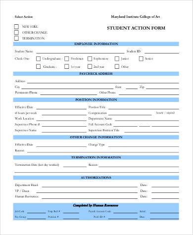 FREE 7+ Sample Student Action Forms in PDF | MS Word