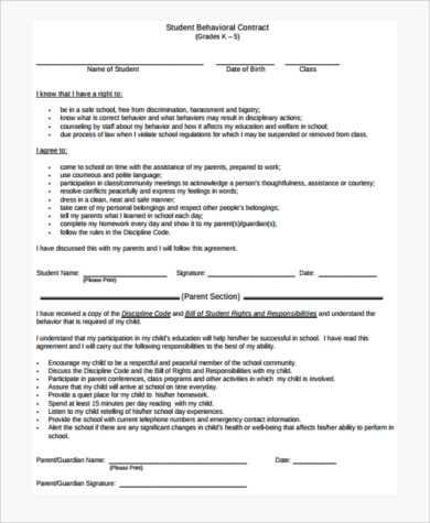 FREE 8+ Sample Behavioral Contract Forms in PDF | MS Word