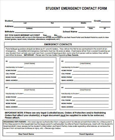 FREE 10+ Sample Student Contact Forms in PDF | MS Word