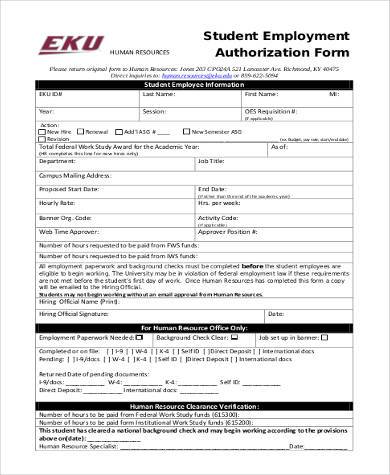 FREE 8+ Employment Authorization Forms & Samples in PDF | MS Word
