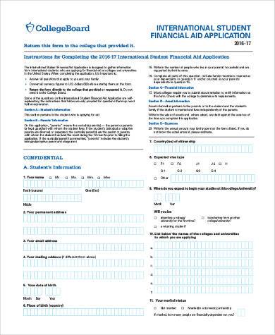 FREE 8+ Sample Financial Aid Forms in PDF | MS Word