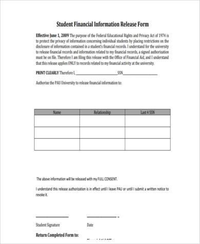 FREE 8+ Sample Financial Information Release Forms in PDF | MS Word