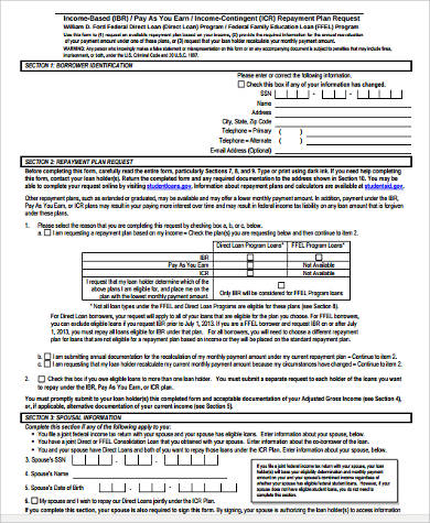 FREE 8+ Sample Income Based Repayment Forms in PDF | MS Word