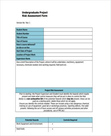 FREE 8+ Sample Student Risk Assessment Forms in PDF | MS Word