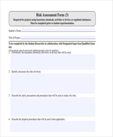 FREE 8+ Sample Student Risk Assessment Forms in PDF | MS Word