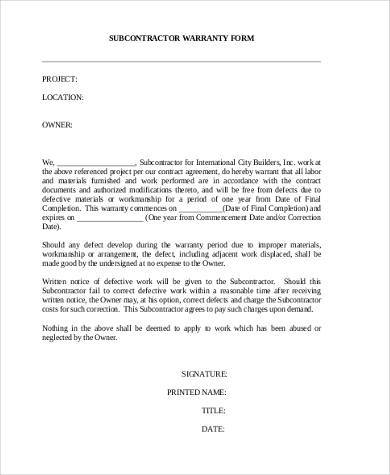 FREE 12+ Contractor Warranty Form Samples, PDF, MS Word, Google Docs