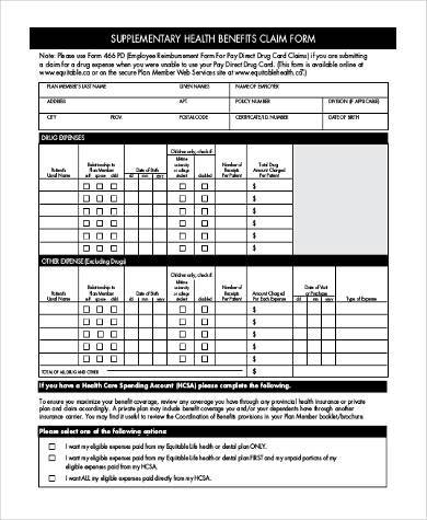 FREE 8+ Sample Health Insurance Claim Forms in PDF | MS Word