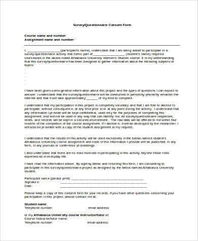FREE 6+Sample Survey Consent Forms in MS Word | PDF