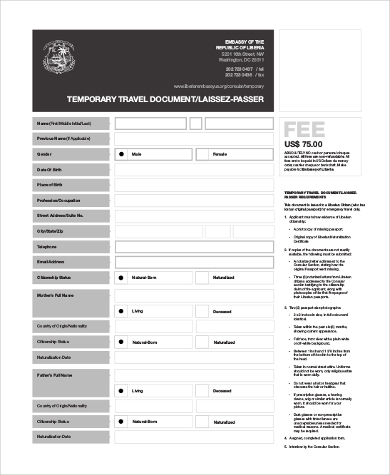FREE 11+ Travel Document Form Samples, PDF, MS Word, Google Docs