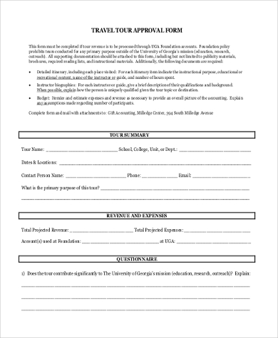FREE 11+ Sample Travel Approval Forms in PDF | Excel | MS Word