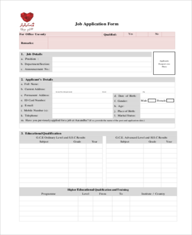 FREE 10 Sample Job Application Forms In MS Word PDF Excel Sample Job ...