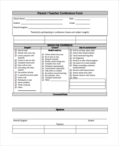 FREE 14+ Parent Conference Form Samples, PDF, MS Word, Google Docs