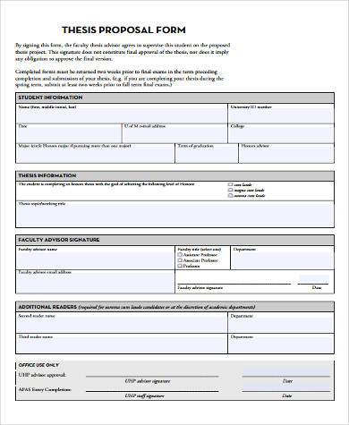 FREE 8+ Sample Thesis Proposal Forms in PDF | MS Word