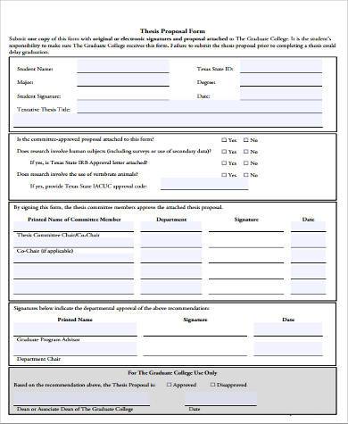 FREE 8+ Sample Thesis Proposal Forms in PDF | MS Word