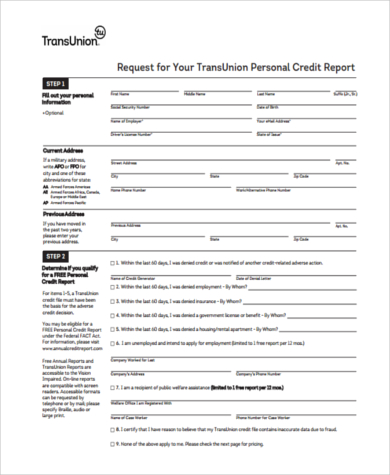 FREE 7+ Sample Annual Credit Report Forms in MS Word | PDF | Pages