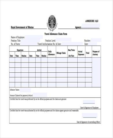 FREE 13+ Travel Allowance Form Samples, PDF, MS Word, Google Docs, Excel