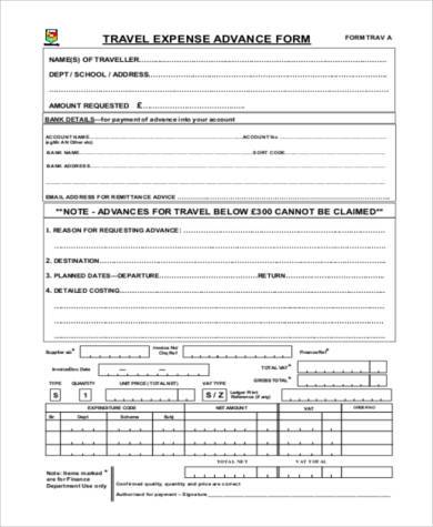 FREE 8+ Sample Travel Advance Forms in PDF