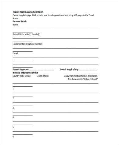 FREE 9+ Sample Travel Health Forms in PDF | MS Word